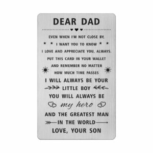 sousyokyo dad christmas card gift from son - dear dad card from son, dad birthday gifts from son, cool thank you present for dad from son, unique dad is my hero stainless steel wallet card