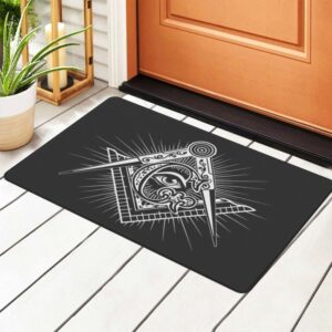 freemason symbol mason pattern area rugs non-slip machine washable floor mat, doormat carpet decorations for living room bedroom bathroom kitchen (36x24 inches,black)