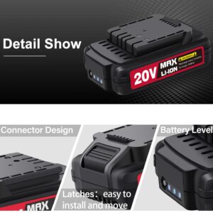 AVID POWER 20V MAX 2.0 Ah Lithium Ion Rechargeable Battery, Only Fit for Specified 20V Cordless Tools (See Below for Specific Tools Adapted)