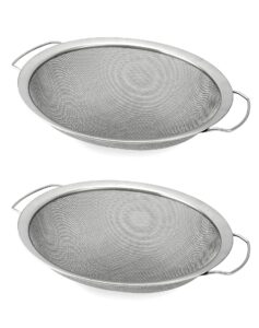 qwork paint strainer for 5 gallon bucket, 2 pack stainless steel fine mesh screen, reusable paint filter, paint funnel filter for tiny seeds, oil, paint, latex, glazes, gas, kerosene