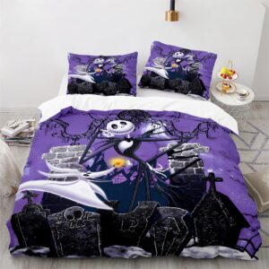 oyuxmas nightmare before christmas 3d duvet cover set 2 pieces set-with 1 pillowcases 100% microfiber soft comfortable durable duvet cover bedding set (twin size, no comforter)