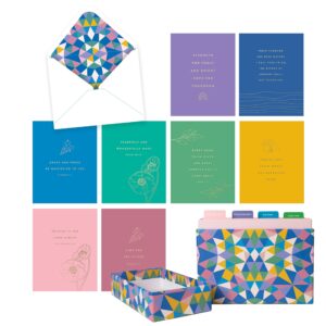 bella paper kaleidoscope of blessings all occasion greeting card set—20 cards and lined envelopes with card organizer box —birthday cards, celebration cards, encouragement cards, gratitude cards,