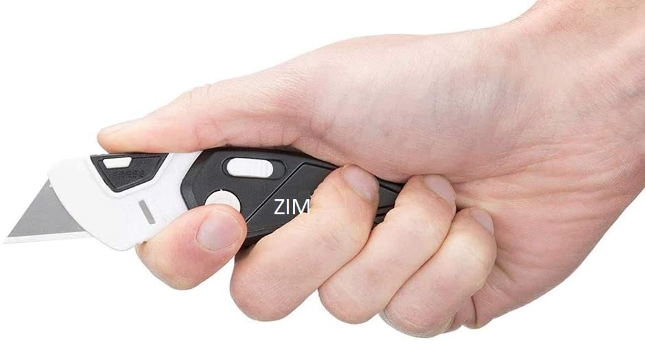 ZIMPTY ZY300 6-Pack Folding Utility Knife Quick-change SK5 Box Cutter for Cartons, Cardboard and Boxes, Back-lock Mechanism