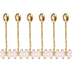 alisveristime exquisite butterfly motif tea spoons - decorative stirring, sugar, tea spoons (set of 6) (butterfly-gold) (pink)