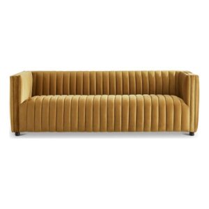 ashcroft furniture co sier mid century modern luxury velvet sofa couch in cognac