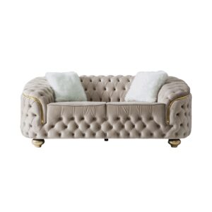 beyan signature bursa 84 in. loveseat in cream velvet