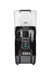 omniblend omni-q tm-800bq commercial quiet smoothie blender, full sound enclosure, 1.5 liter bpa-free container, self cleaning, heavy duty 3 speed (black)