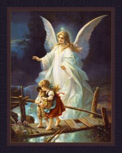 guardian angel digital panel - 100% cotton fabric - digitally printed - 35" x 45" - quilting - wall hanging