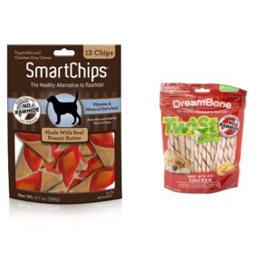 smartbones smartchips for dogs (pack of 1) and dreambone twist sticks, made with real chicken, rawhide-free chews for dogs, 50 count