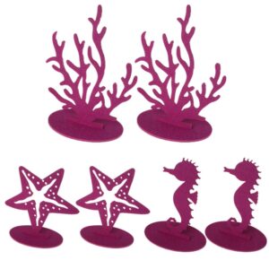 6 pcs purple mermaid birthday decorations felt table centerpiece,under the sea party decorations supplies for ocean theme