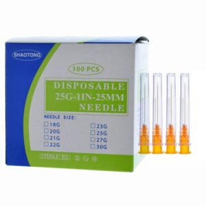 disposable sterile needles 100pack (25g-1in)