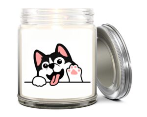 1oak lavender scented candles - dog mom gifts for women - dog candle - candle christmas gift - dog owner gifts - dog lover gifts for women - dog themed gifts - made in usa (husky)