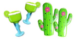 2 set (4 ct) cactus / lemon green cup beach towel clips jumbo size for beach chair, cruise beach patio, pool accessories for chairs, household clip, baby stroller