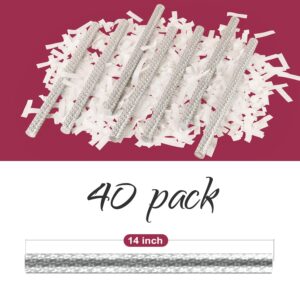 BATTIFE 40Pack White Confetti Wands, 14 Inch Tissue Paper Confetti, Flick Flutter Sticks for Wedding, Celebrations, Anniversary, Birthday, Graduation Party