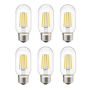 livemax led tubular bulb 4w,e26 clear edison bulb,40w equivalent 400 lumens, antique edison style led filament light bulbs,2700k warm white non dimmable pack of 6