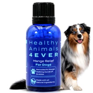 healthyanimals4ever mange relief for dogs - treatment for itchiness, scabs, & hair loss caused by mites - all-natural, homeopathic, non-gmo, organic - gluten, preservative & chemical free - 300 ct