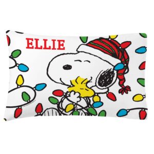 let's make memories personalized peanuts lots of lights christmas pillowcase - plush