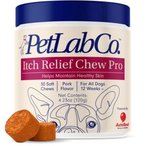 petlab co. itch relief chew pro for dogs – omega 3 for dogs itch supplement - packed with beneficial fatty acids for healthy skin – seasonal allergies support