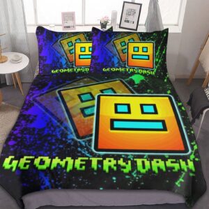 tkbiiuds geometry pompomlam dash bed sheet duvet cover set print pattern soft 3-piece bedding set with 2 pillow shams 86"x70"