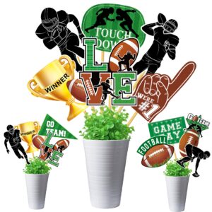 24pcs football party centerpieces sticks football table toppers decorations for game day football touchdown party sport theme birthday party baby shower supplies