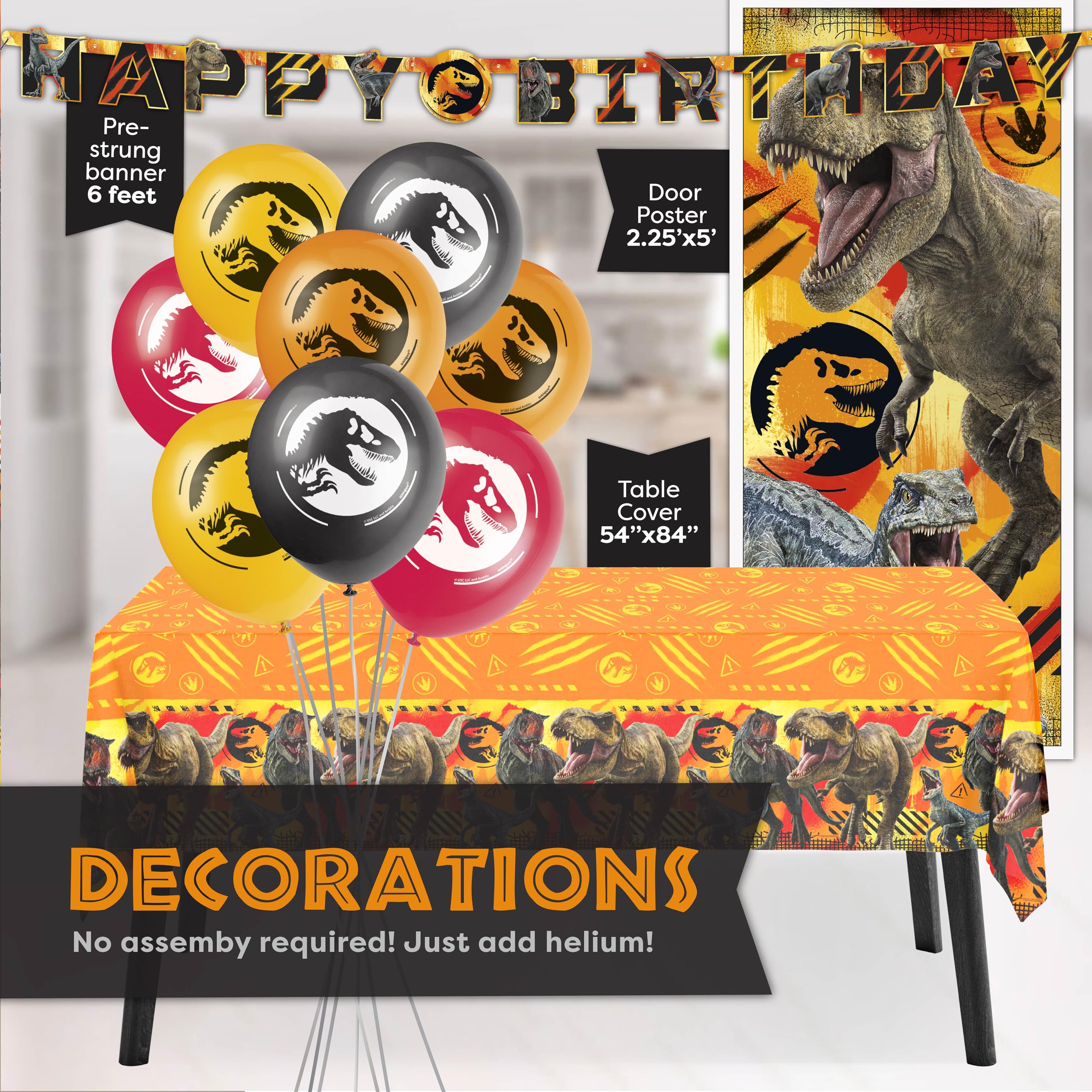 Unique Jurassic World Birthday Party Supplies | Jurassic Park Birthday Party Supplies | Jurassic World Party Supplies Decorations | Door Poster Backdrop, Balloons, Banner, Tablecloth, Plates,