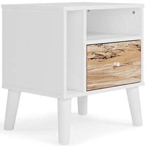 signature design by ashley piperton 1 drawer night stand nightstand, 21.88" tall, white & light brown