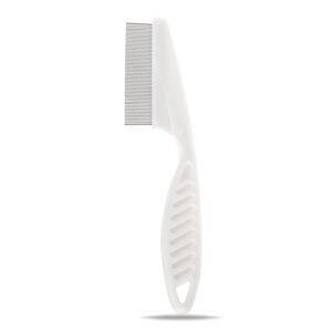 1 piece metal hair nit comb with long handle remove head nits fine metal tooth nit comb for adults kids and pets (white)