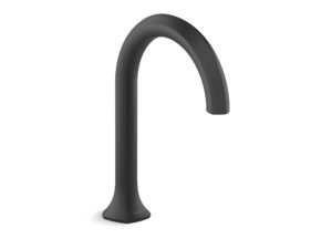 kohler 27016-bl occasion deck mount 7 3/4" bath spout, cane design nondiverter bathtub spout, matte black