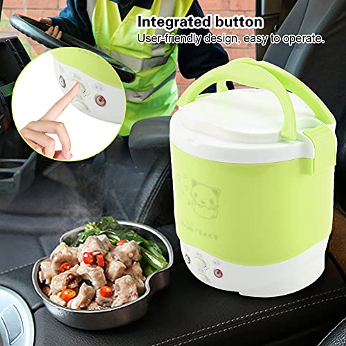 Fdit Rice Cooker, 12V 100W 1L Electric Portable Multifunctional Rice Cooker Suitable for Car Food Steamer (Green)