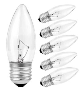 mmbgjkg 40w incandescent torpedo tip chandelier, incandescent clear dimmable light bulbs and medium e26 candelabra base,transparent candle light bulbs for chandeliers, ceiling fan lights (6)