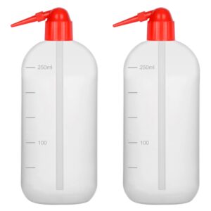 stonylab chemical wash bottle, 2-pack lab sealed cylindrical plastic safety lab reagent squeeze wash bottle, sample sealing liquid storage containers with narrow mouth, 8 oz/2 bottle