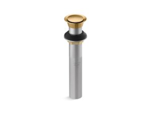 kohler k-33151-2mb bathroom sink clicker drain without overflow, vibrant brushed moderne brass