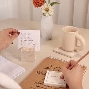 JIMEI True Natural Travertine Stone Place Cards - Handmade Polished Unique Wedding Table Signs - Desktop Memo Holder | Escort Card Holders | Party Favors | Photo Display | Business Card Holder(2.36*2.36*1.96in)