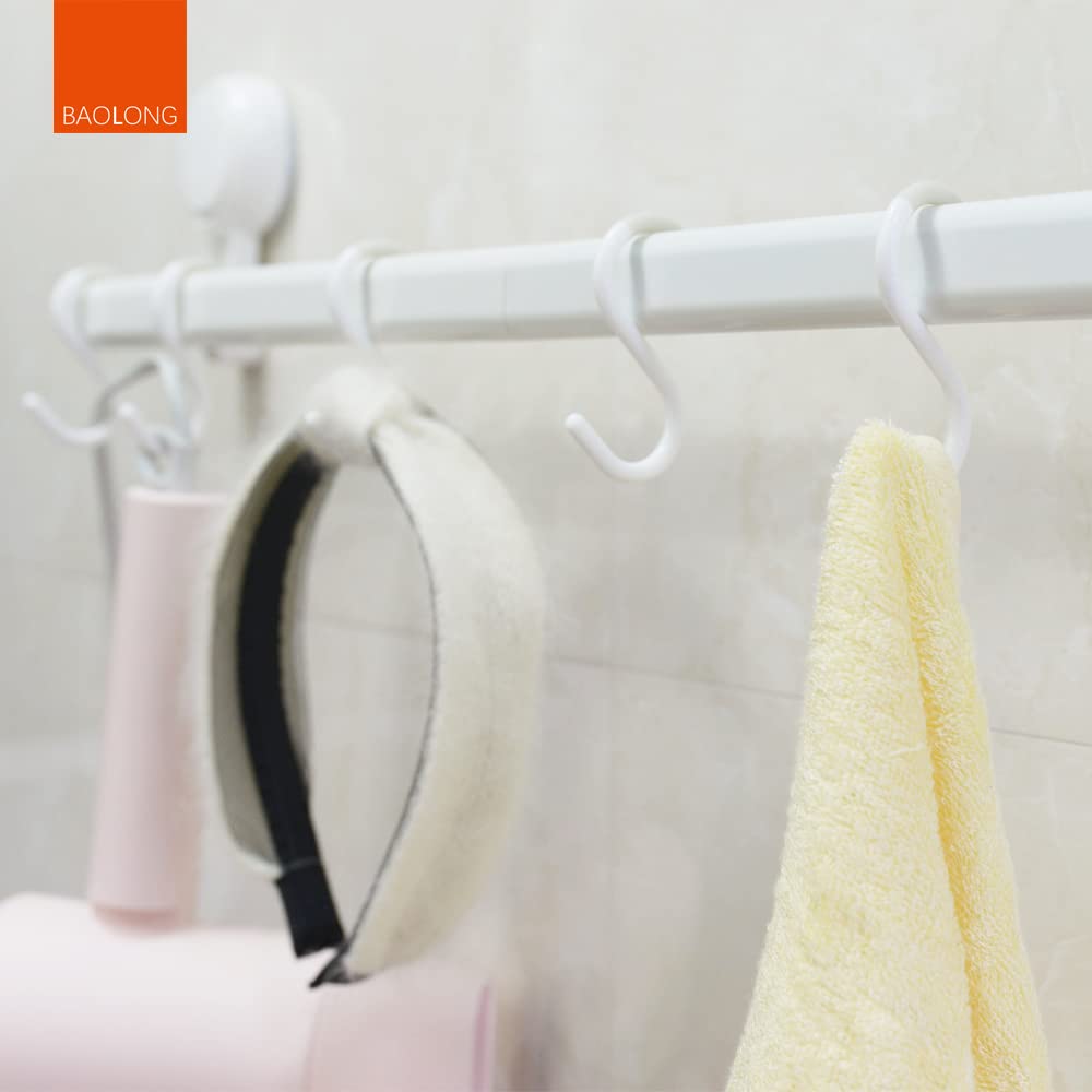 BAOLONG S Hooks for Hanging with Safety Buckle Anti-Drop S Hook 24 Pack 2.52inch White Windproof Hanger for Clothes, Bathroom and Kitchen Utensil Anti-Rust Plastic Ornaments Hooks