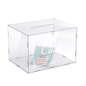 bemodst acrylic wedding card box gift box holder, clear large letter envelope boxes with lock and slot for reception decoration fundraiser money box election ballot graduation keepsake party favor