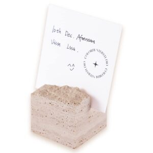 jimei true natural travertine stone place cards - handmade polished unique wedding table signs - desktop memo holder | escort card holders | party favors | photo display | business card holder(2.36*2.36*1.96in)