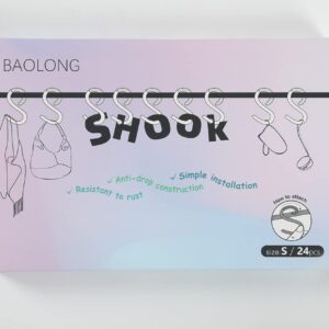 BAOLONG S Hooks for Hanging with Safety Buckle Anti-Drop S Hook 24 Pack 2.52inch White Windproof Hanger for Clothes, Bathroom and Kitchen Utensil Anti-Rust Plastic Ornaments Hooks