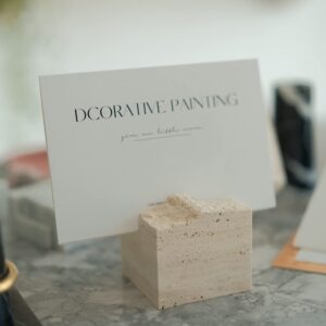 JIMEI True Natural Travertine Stone Place Cards - Handmade Polished Unique Wedding Table Signs - Desktop Memo Holder | Escort Card Holders | Party Favors | Photo Display | Business Card Holder(2.36*2.36*1.96in)