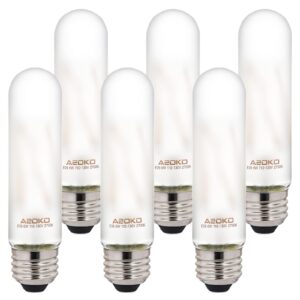 asoko t10 led frosted bulbs warm white 2700k led tubular edison light bulbs 6w dimmable tube vintage led bulbs 60 watt equivalent,e26 medium base 6 packs