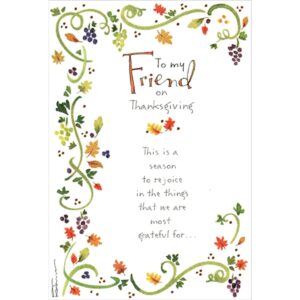 american greetings sparkling swirls, grapes and leaves: most grateful thanksgiving card for friend