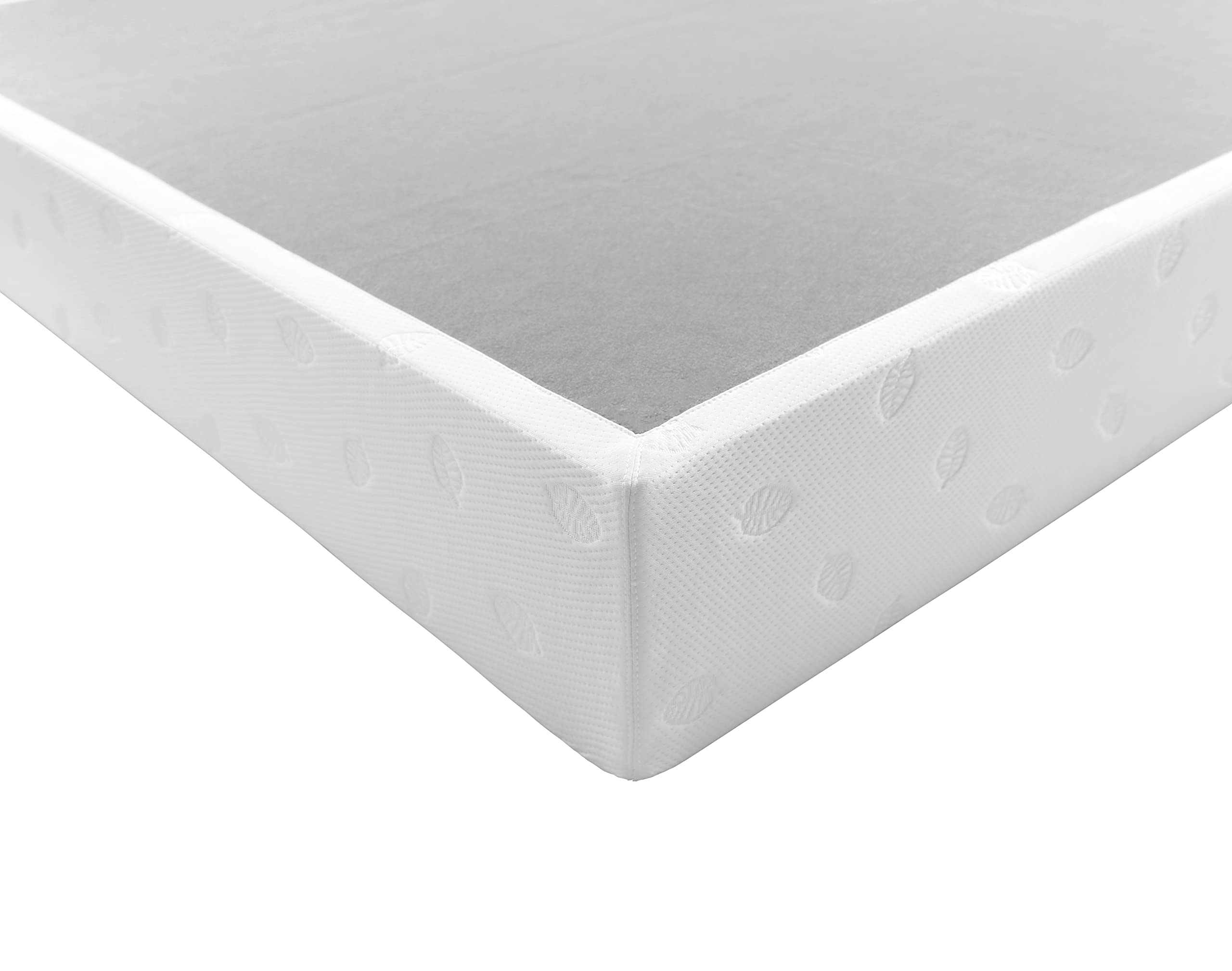 Panana 5 Inch Metal Box Spring Bed Base with Fabric Cover, Heavy Duty Strong Steel, Easy Assembly, Full, White