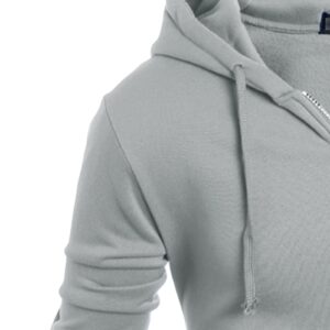 Maiyifu-GJ Men's Long Sleeve Full Zip Hoodie Casual Lightweight Cotton Hooded Sweatshirt Loose Fit Hoodies With Kanga Pocket (Light Blue,X-Large)