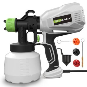 phalanx paint sprayer, 6 ft corded hvlp electric spray paint gun for house painting, furniture, fence, walls, cabinets, paint sprayers with 1200ml capacity & 3 nozzles & 3 patterns