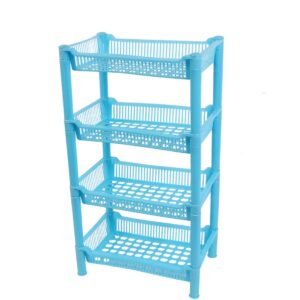 qtqgoitem plastic kitchen bath 4 layers shelf detergent storage rack blue (model: a1c 316 207 a34 88a)