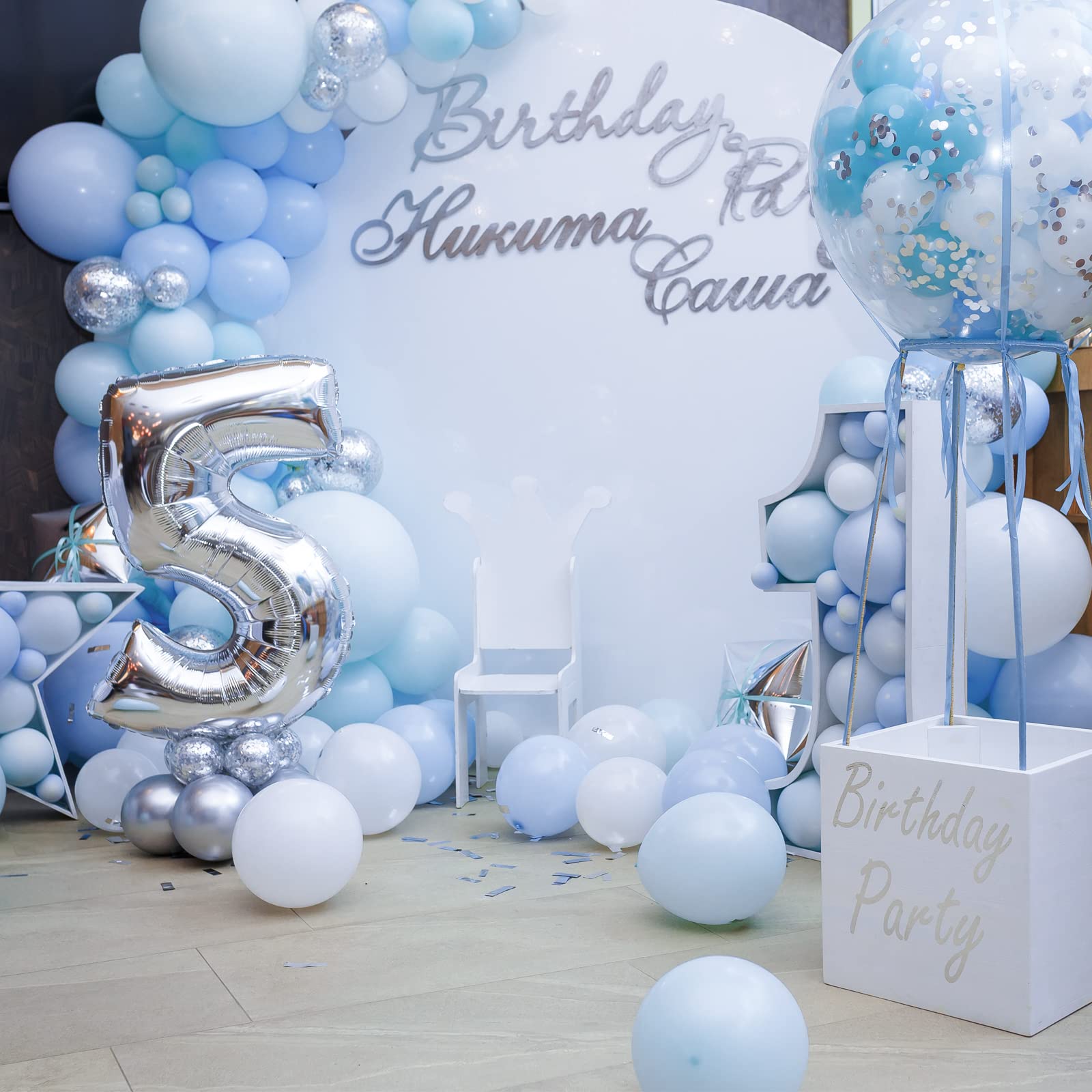 RUBFAC 149pcs Pastel Blue Balloons 18 12 10 5 Inch Different Sizes Latex Light Blue Baby Blue Balloon Arch Garland Kit for Baby Shower Birthday Wedding Engagement Graduation Decorations