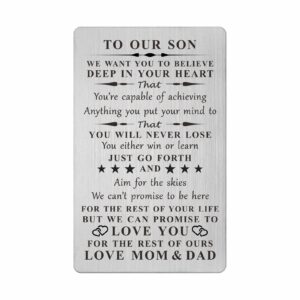 tgcnq gifts for son - son steel engraved card - son inspirational gifts from mom dad - son birthday graduation christmas gifts from parents