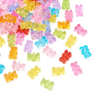 fashewelry 200pcs clear acrylic bear beads mixed color transparent gummy bear spacer beads mini cute bear loose beads bulk for bracelet necklace earring jewelry making