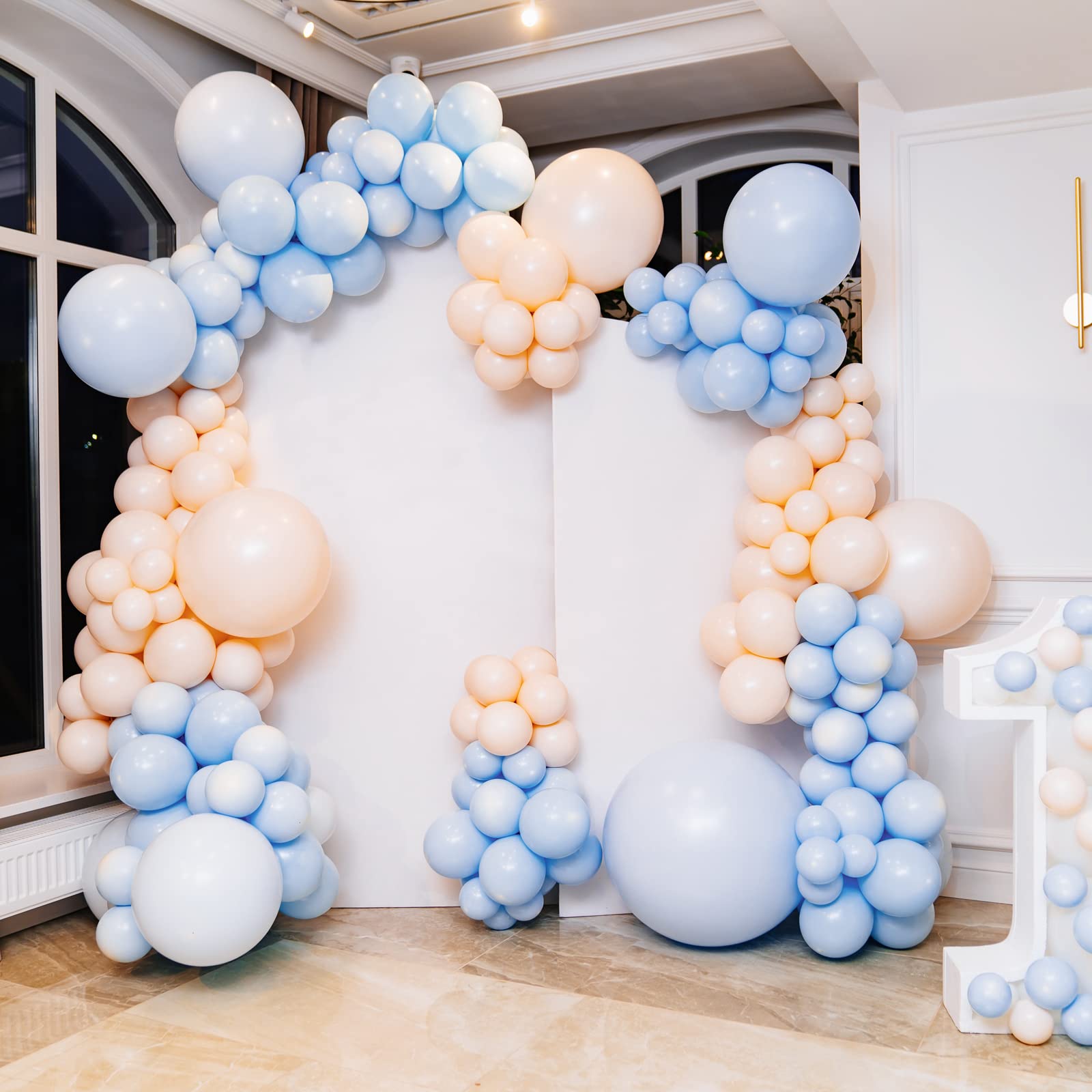 RUBFAC 149pcs Pastel Blue Balloons 18 12 10 5 Inch Different Sizes Latex Light Blue Baby Blue Balloon Arch Garland Kit for Baby Shower Birthday Wedding Engagement Graduation Decorations