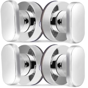 tehaux suction cup glass door handle, sliding shower door handle suction cup knob suction cup glass wall door hook with suction cup for glass door and window (4pcs, silver)