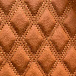 tong gu double thread quilted faux leather vinyl fabric foam backing diamond upholstery material (brown)